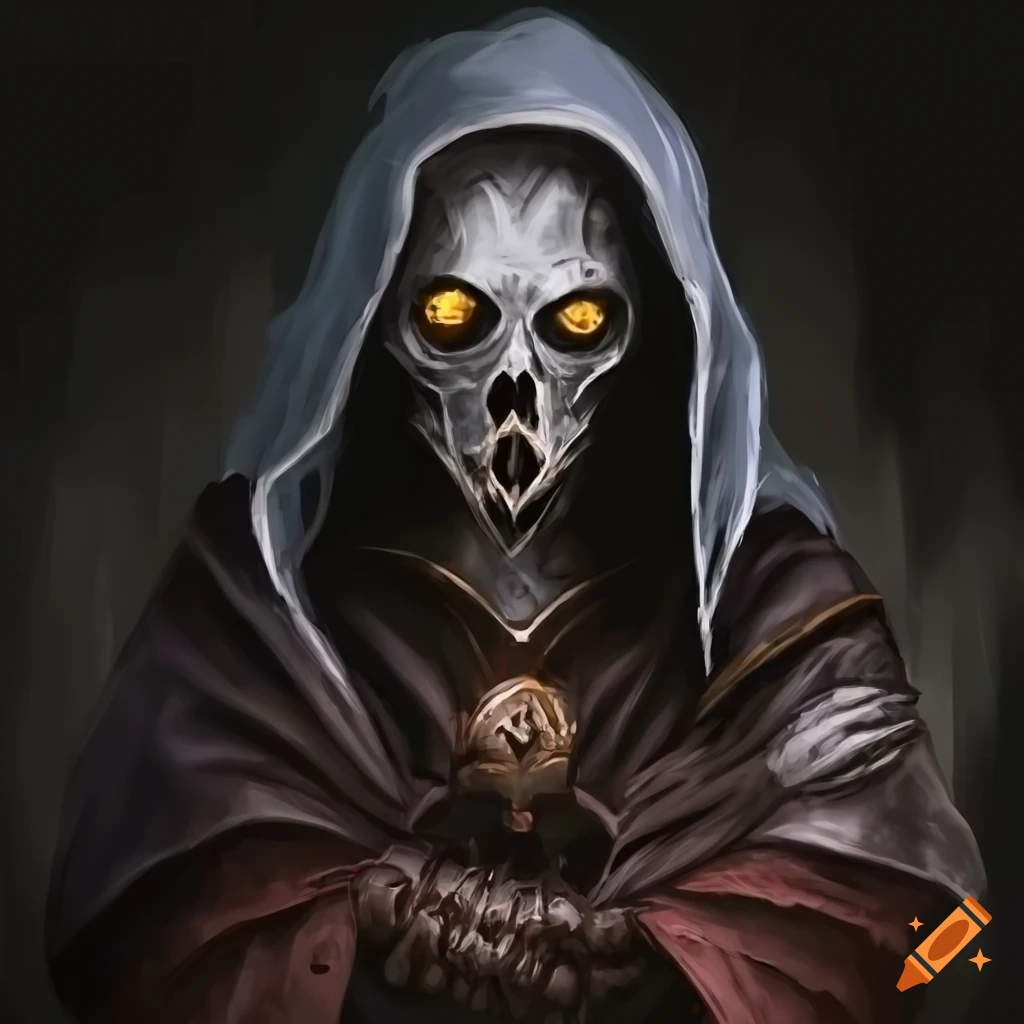 Mysterious necromancer wearing a mask on Craiyon
