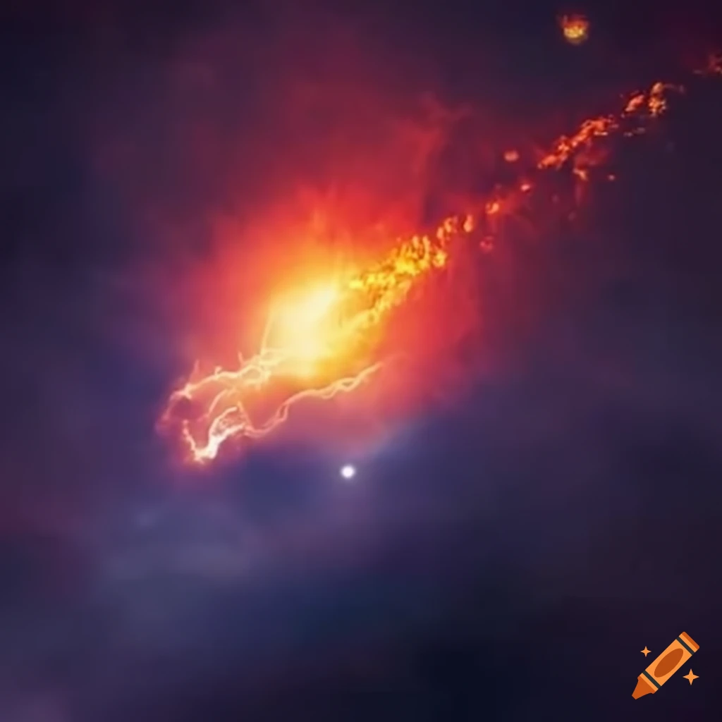 Massive fireball falling from the sky on Craiyon