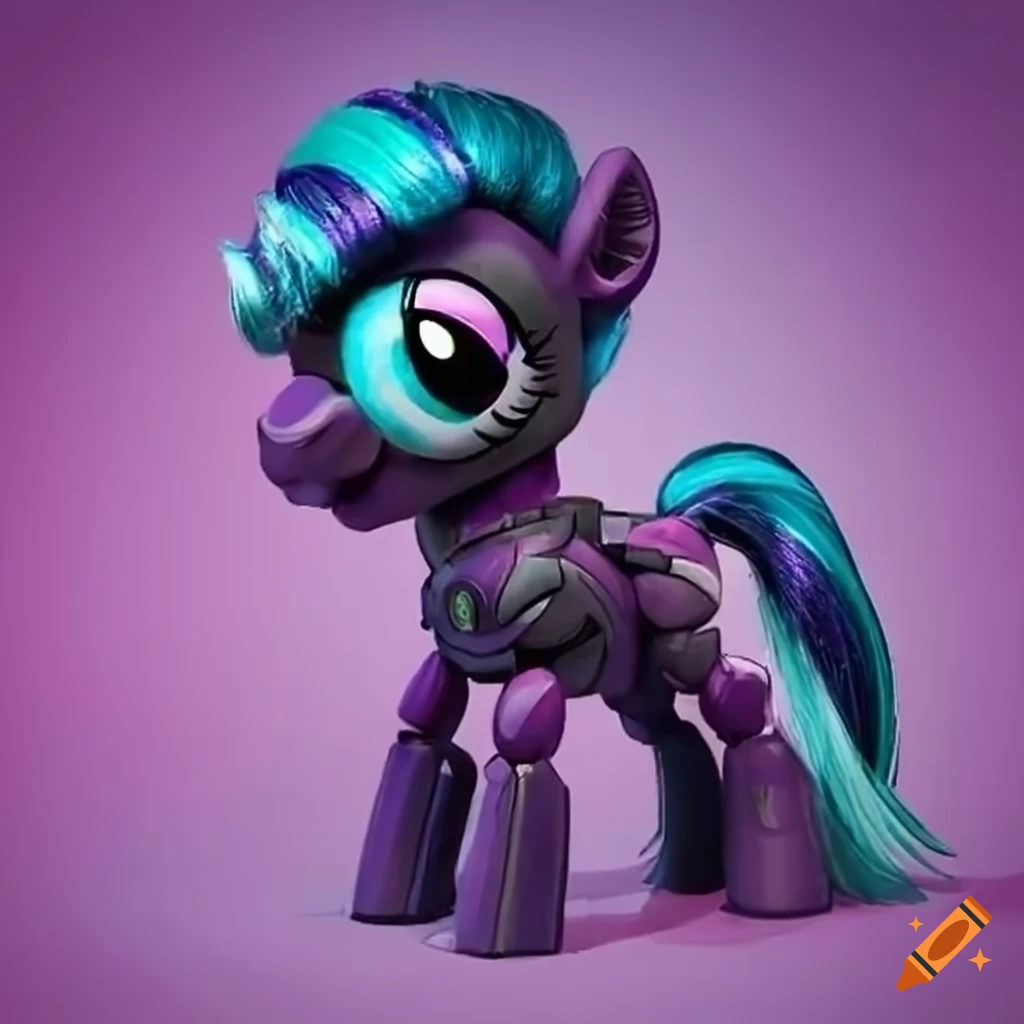 Colorful my little pony themed mech on Craiyon