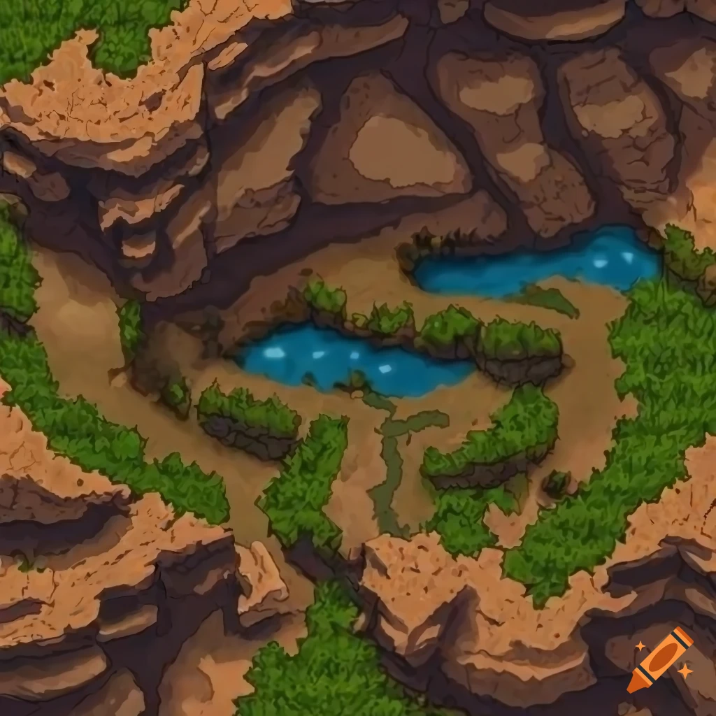 2d map of mountain area with rocky terrain and rivers in rpg maker ...