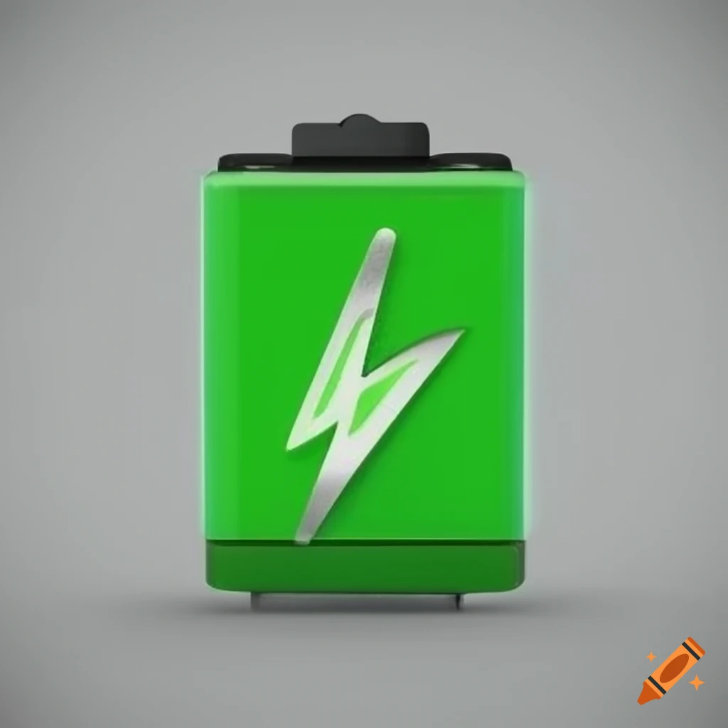 Charging battery symbol with green percentage on Craiyon