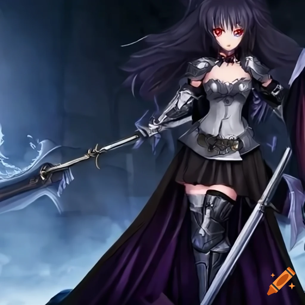 Gothic paladin knight anime girl wielding light-infused weapons in ...