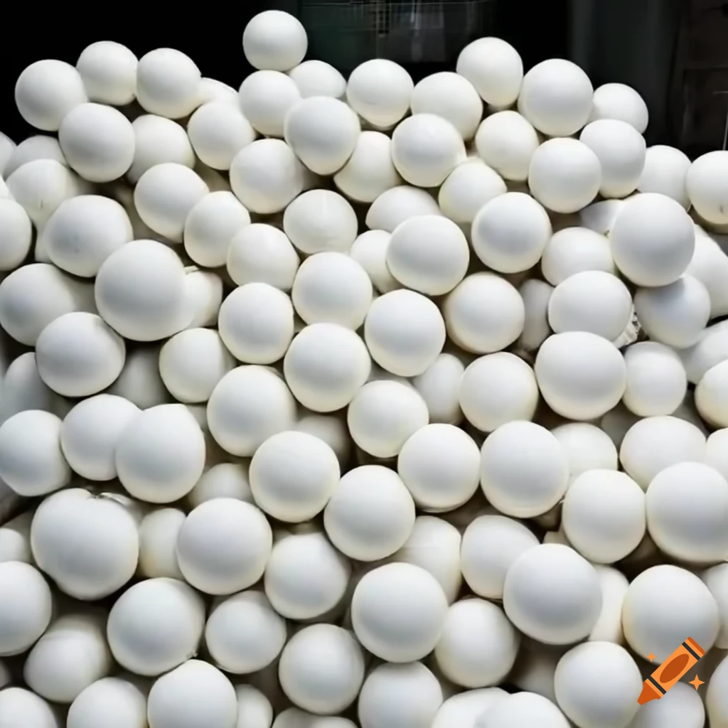 Pile of white ping pong balls in a side view on Craiyon