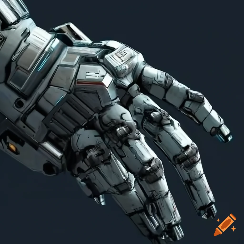 Close-up of a futuristic mech hand with streamlined, clean lines on Craiyon