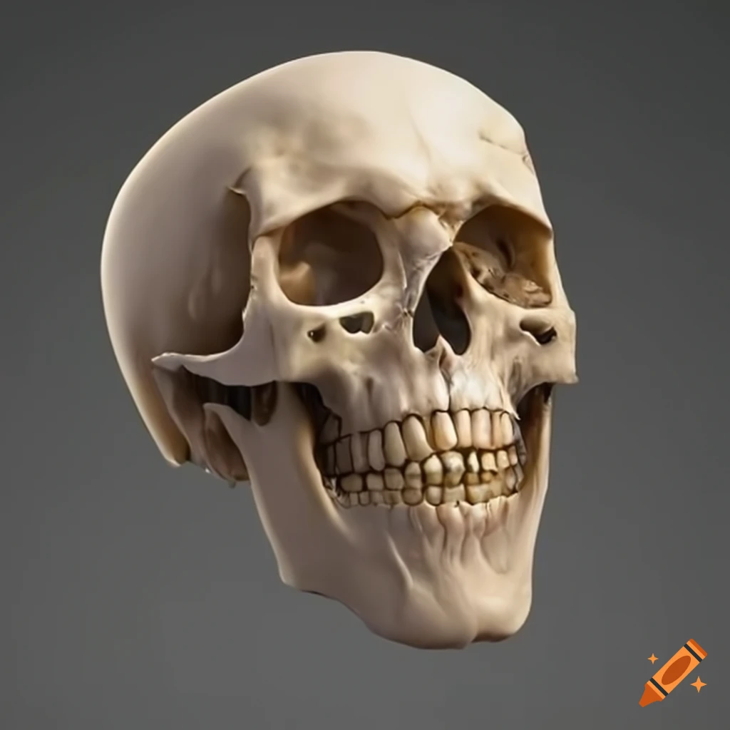 Realistic human skull on Craiyon