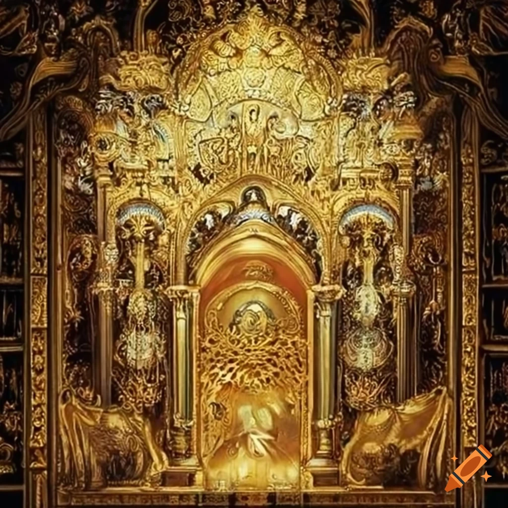 Beautiful painting with intricate gold designs on Craiyon