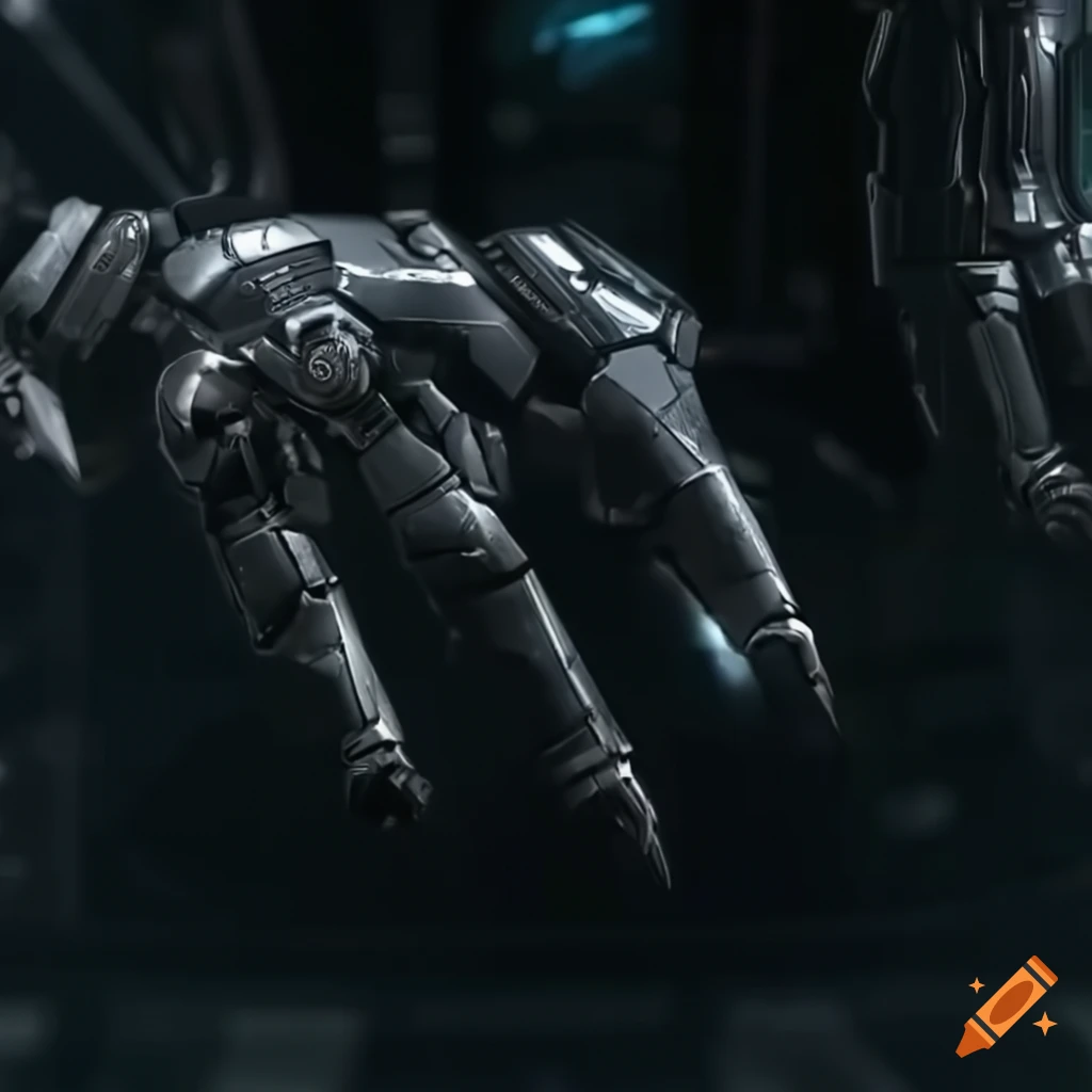 Close-up of futuristic mech hand with clean lines in 8k resolution on ...