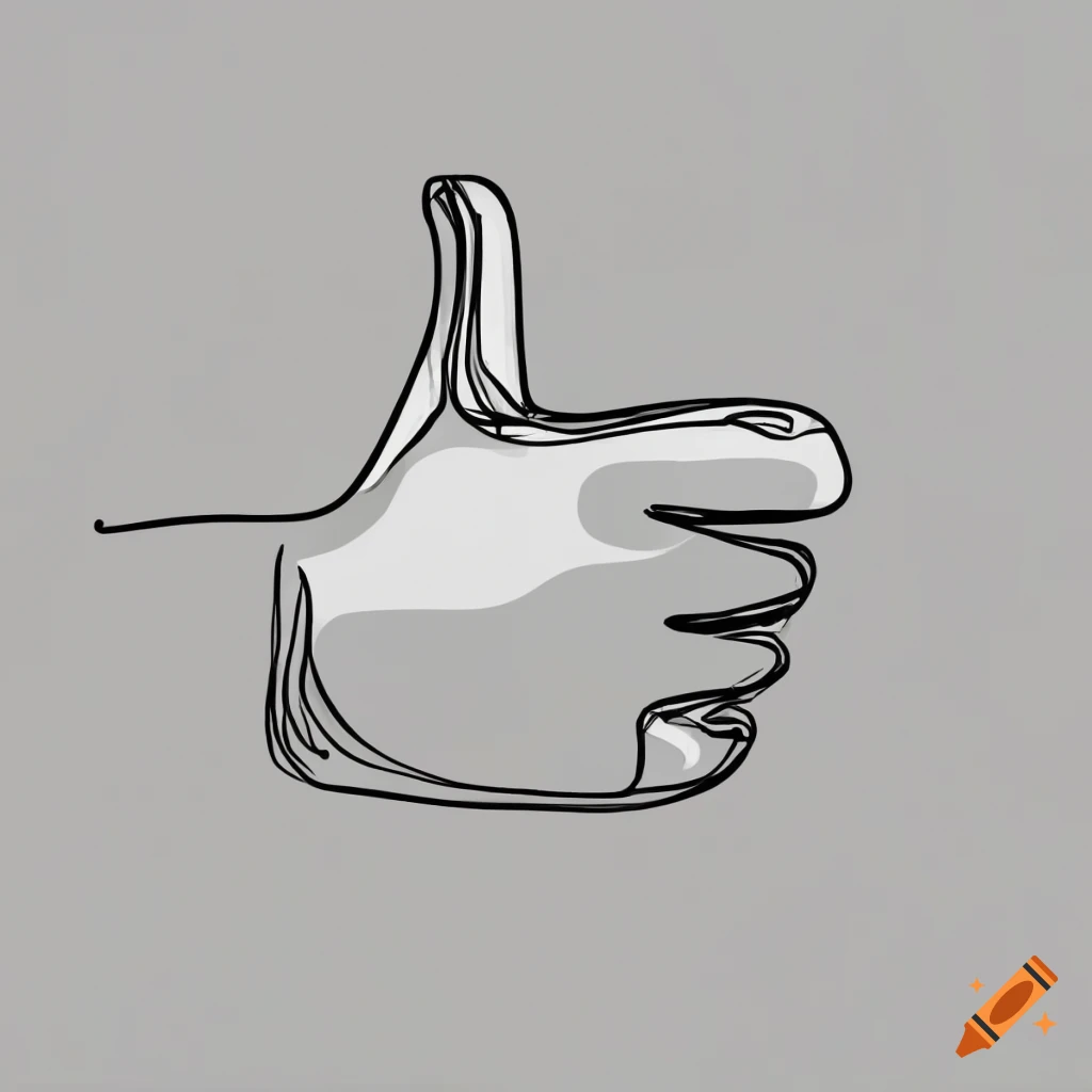 Single line drawing of a hand giving a thumbs up on Craiyon