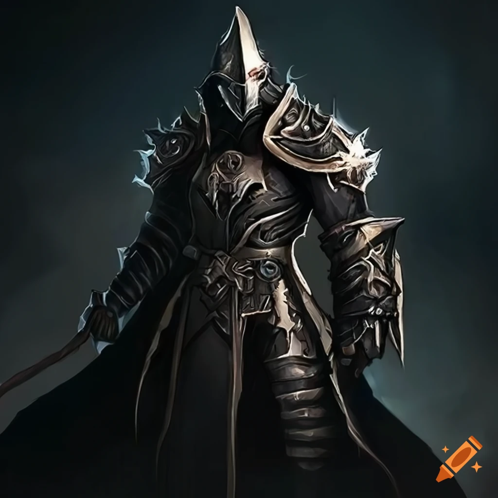 Fantasy mage in black warrior armor on Craiyon