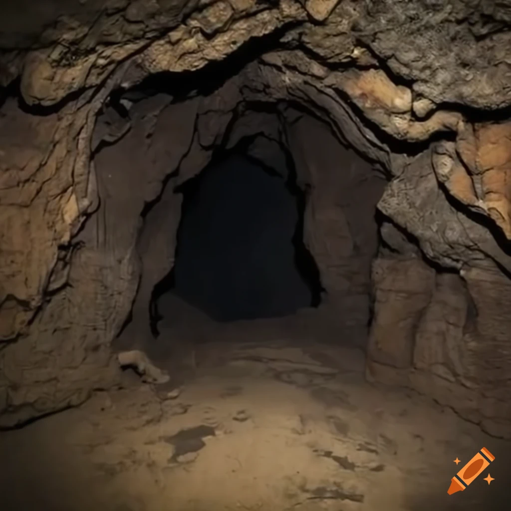 Mysterious underground area with a hole in the wall leading to a deep ...