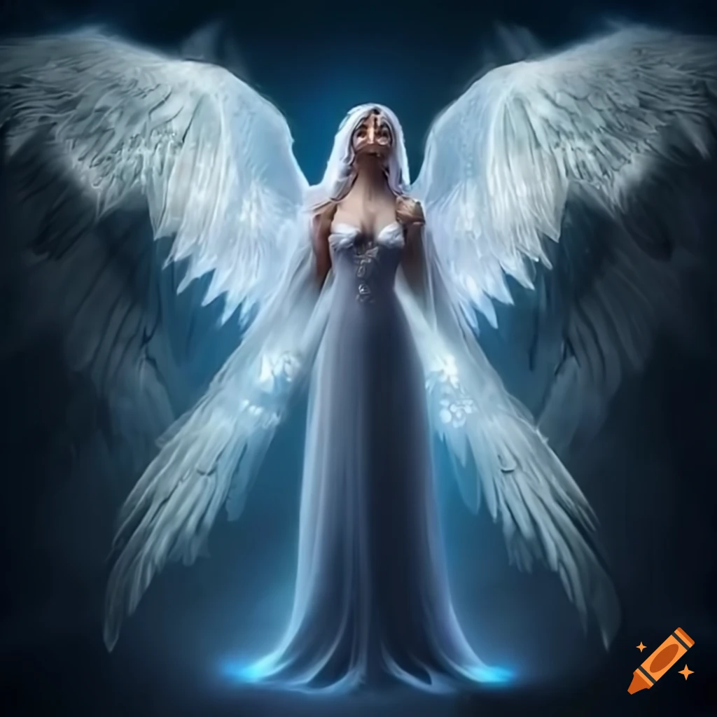 Ethereal seraphim angel with six wings in a heavenly kingdom on Craiyon