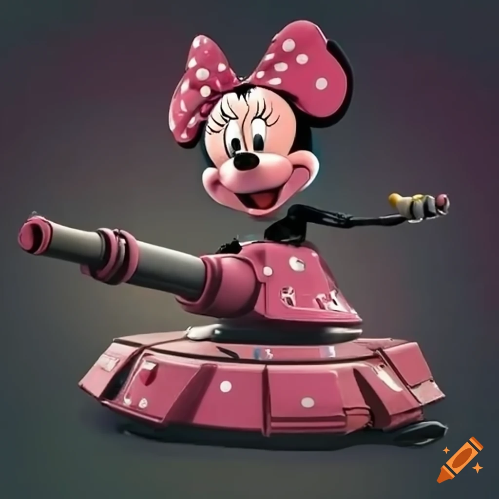 Minnie mouse on an automatic war turret on Craiyon