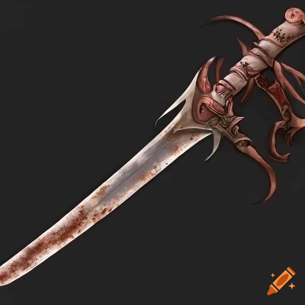 Cursed blade of whispers: a rusty, worn blade with a faint aura of ...
