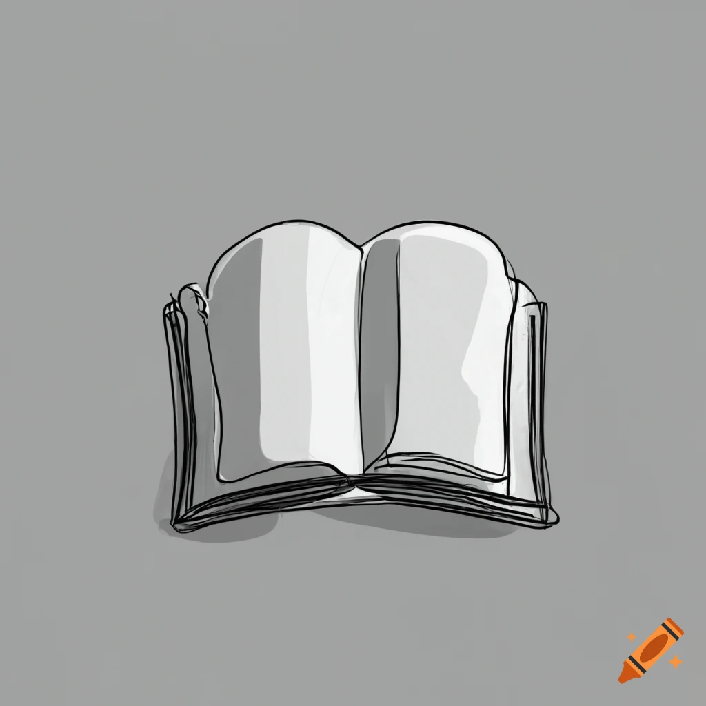 Simple single line drawing of an open book top view on Craiyon