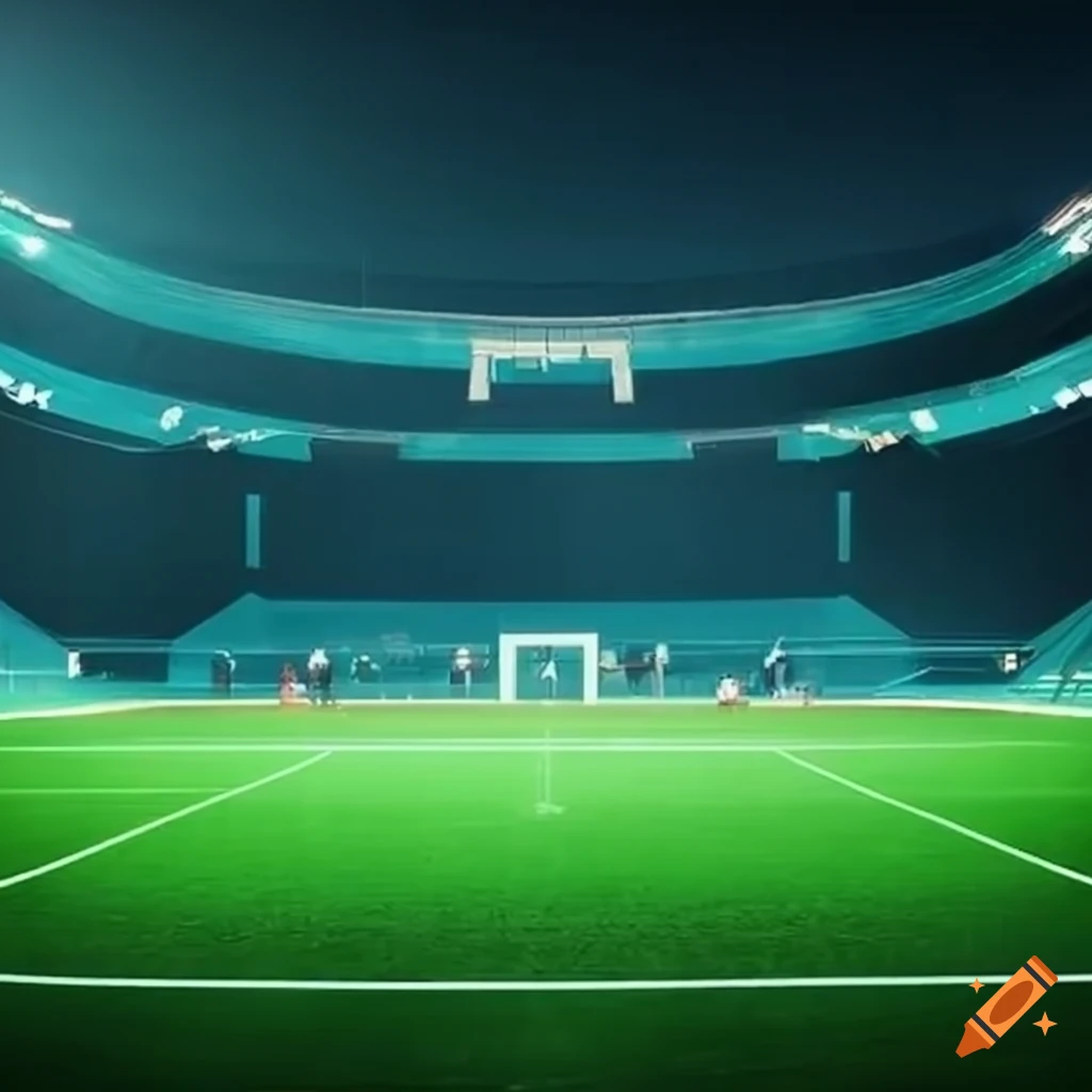 Soccer field in a video game on Craiyon