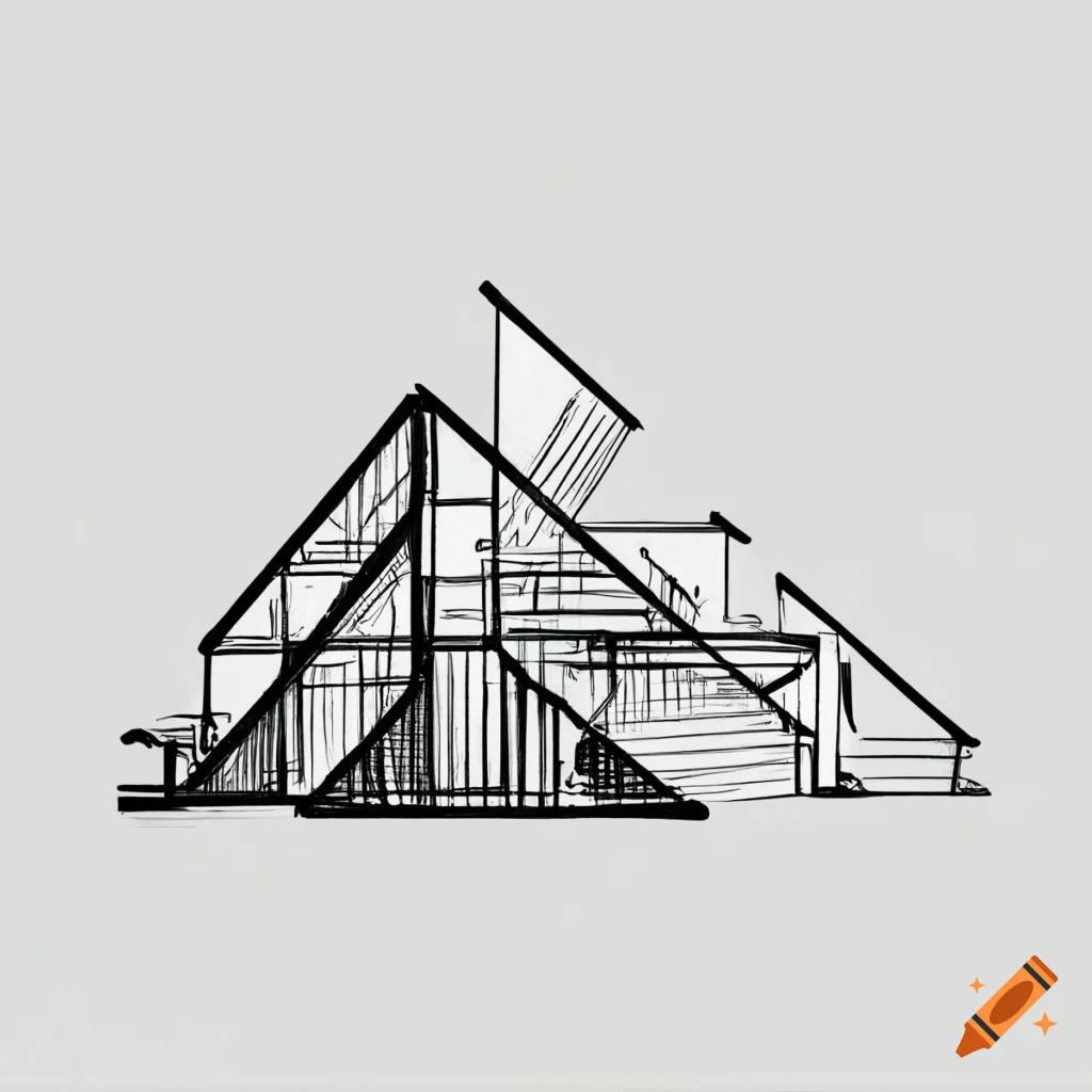 Simple single line sketch of architecture ground plan on white ...