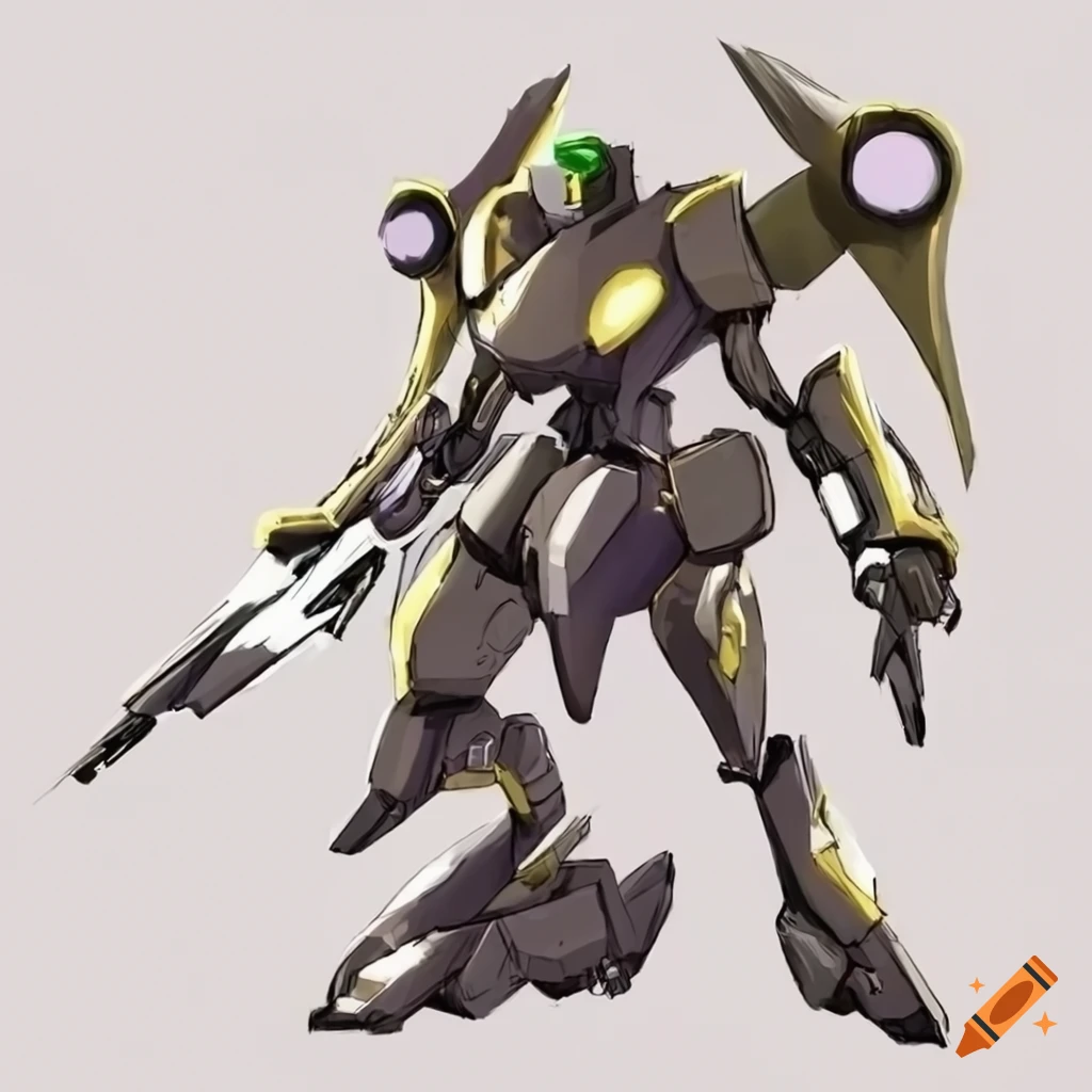 Light mech design inspired by code geass with female character on Craiyon