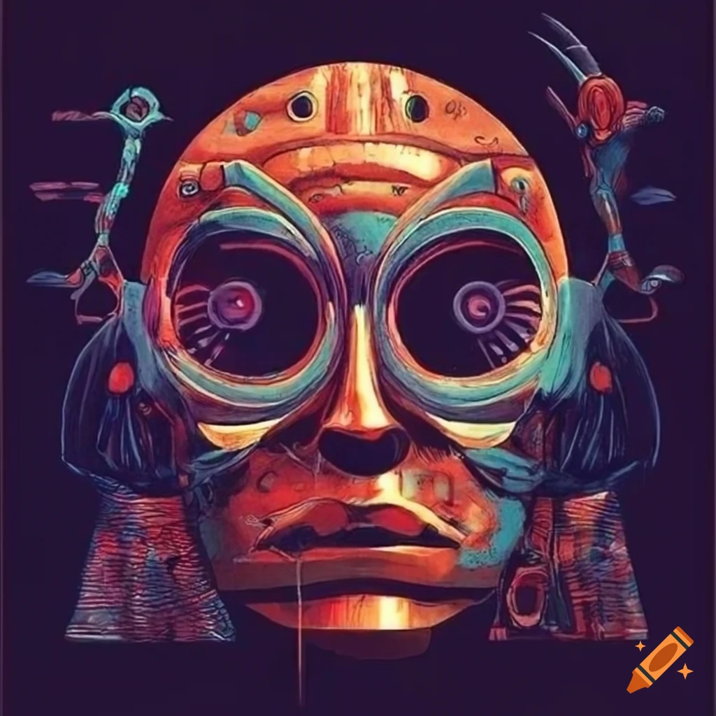 Alfred pellan flat drawing portrait with surreal motifs and complex ...