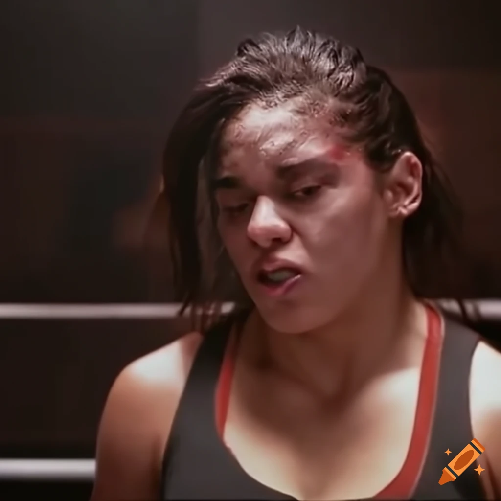 Raquel Rodriguez in a movie fight scene with a dizzy and bruised ...