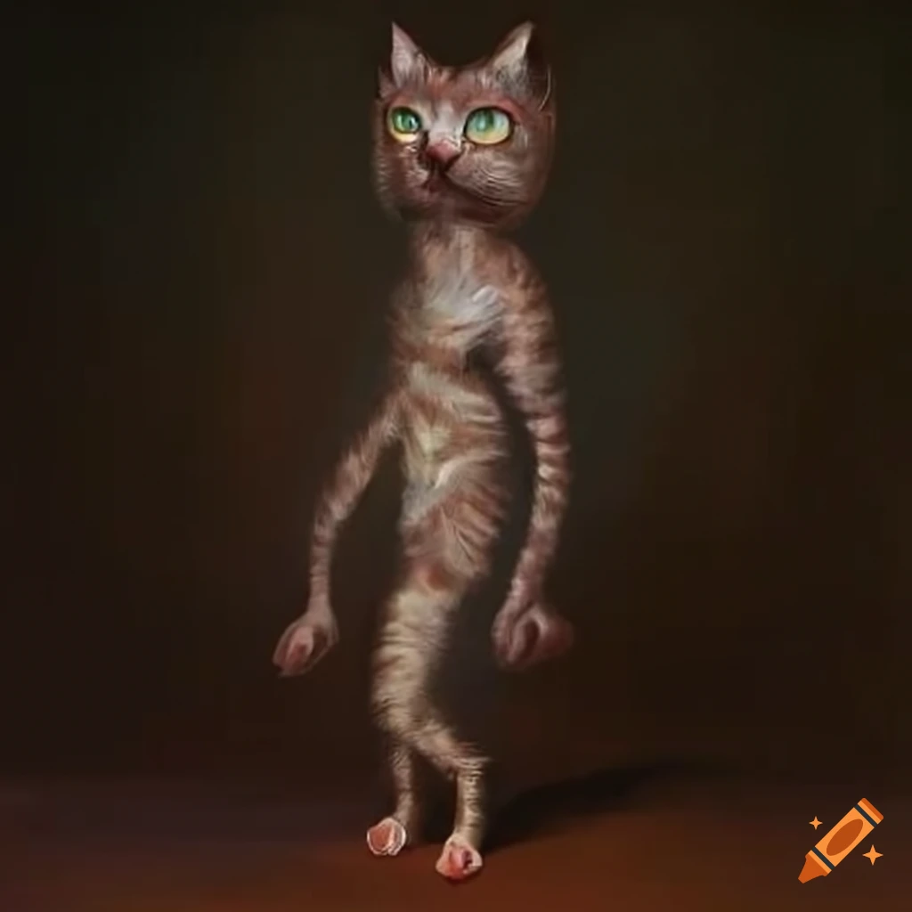 Painting of humanoid cats on Craiyon