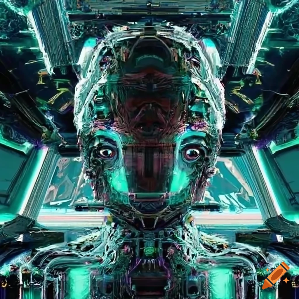 Surrealist construction of an alien's spaceship machine in a futuristic ...