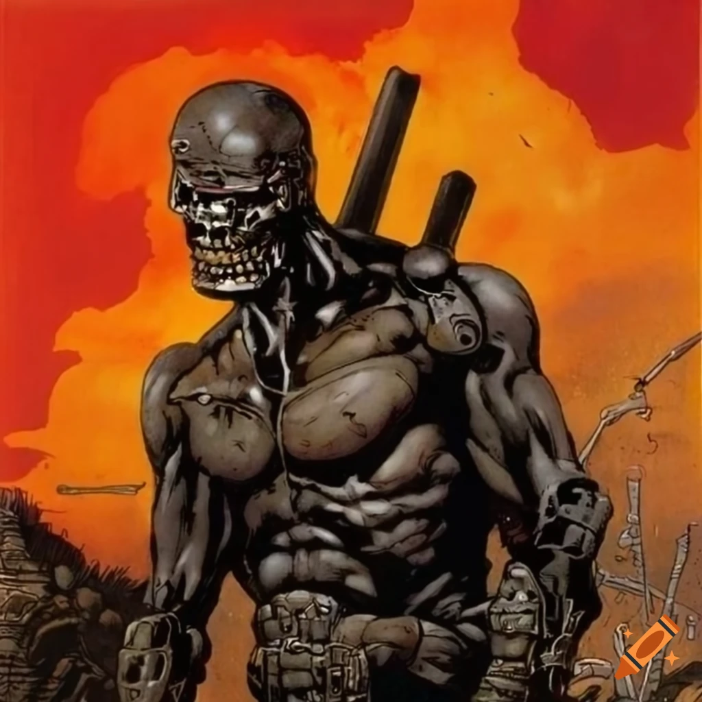 Sci fi terminator comic cover by frank frazetta on Craiyon