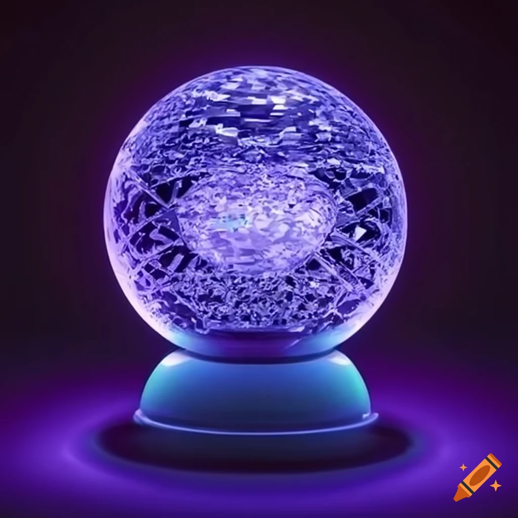 3d laser engraved crystal ball with bright lighting on Craiyon