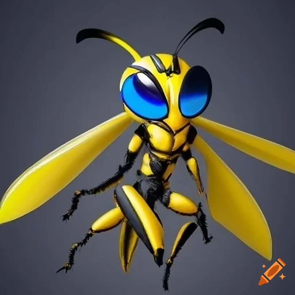 Aggressive hornet with a big stinger in anime style on Craiyon