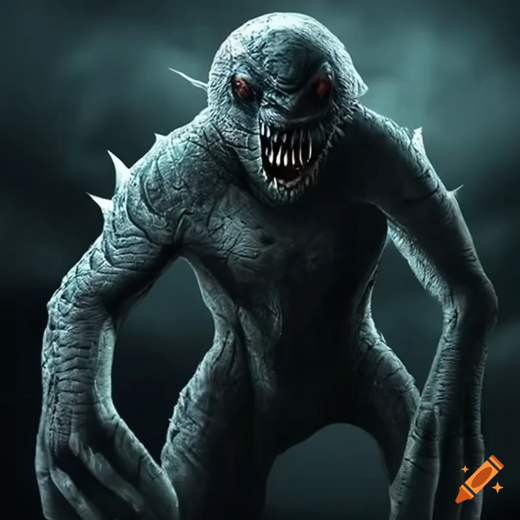 Eerie dark creature stalking its prey on Craiyon