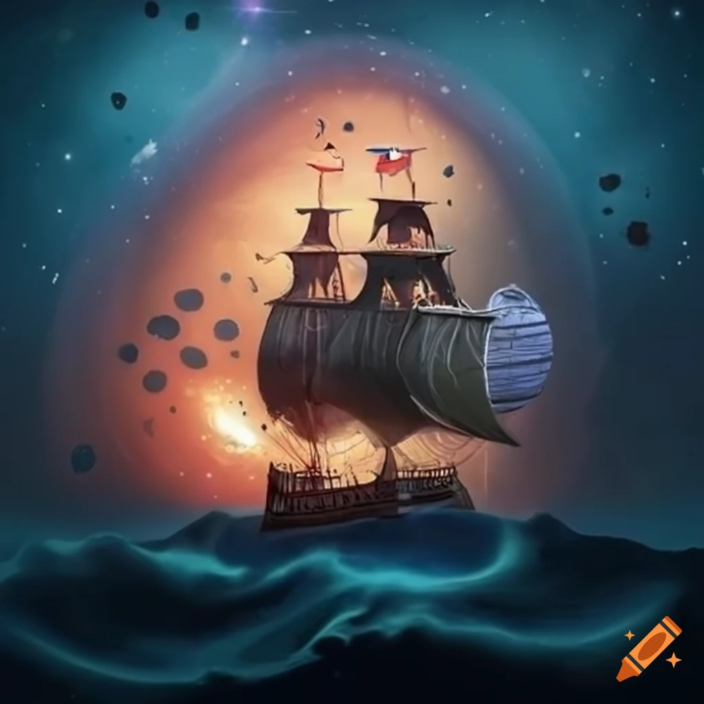 Pirate ship in space on Craiyon