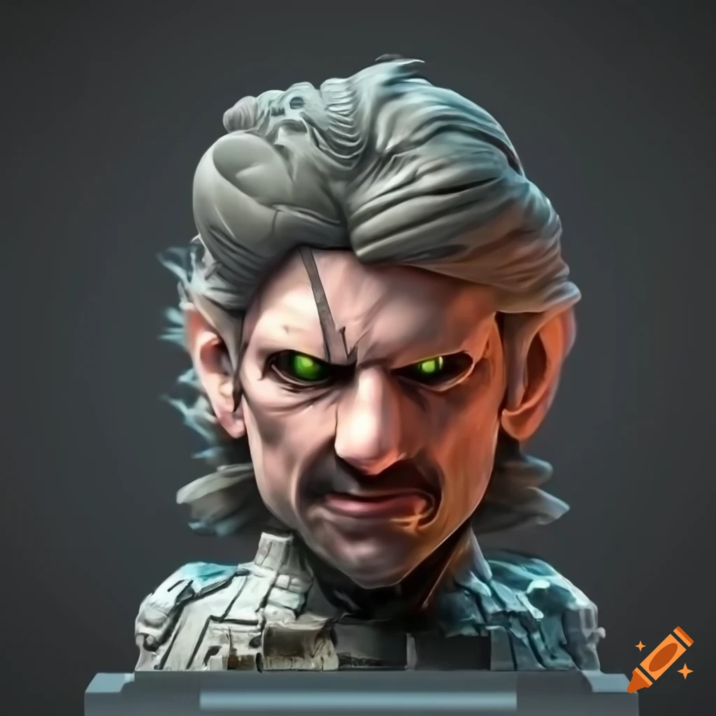 Mega Metal Gear Mario bust with intricate layering and spectacular ...