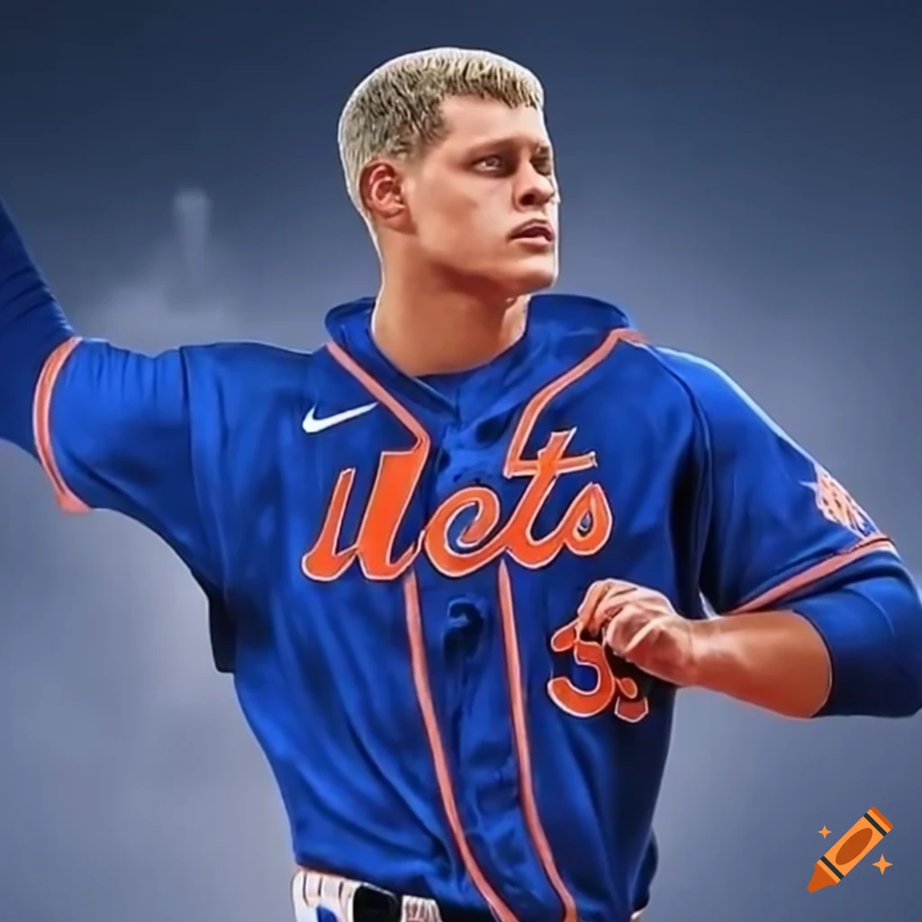 Cody rhodes wearing a new york mets uniform on Craiyon