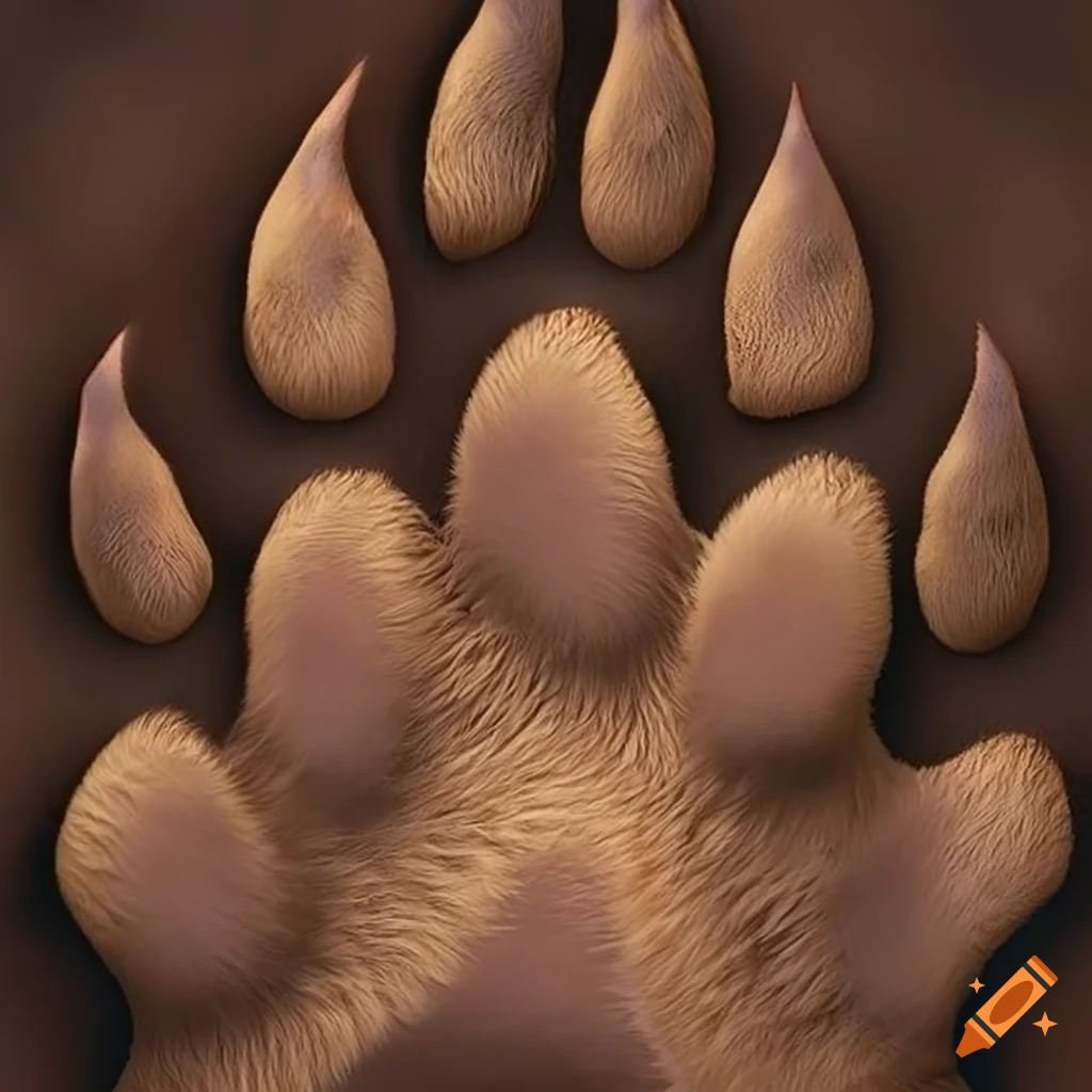 Realistic brown bear paw print art design for a luxurious blanket on Craiyon