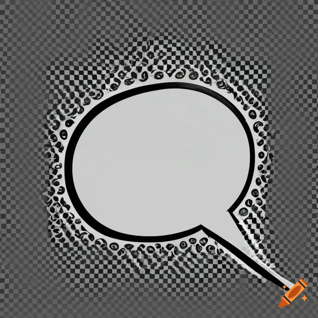 Transparent comic speech bubble in monochrome on Craiyon