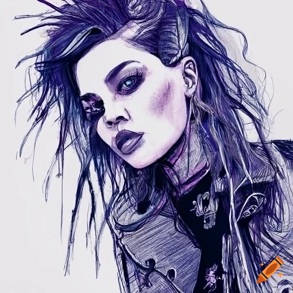 Alternative punk woman sketch on Craiyon