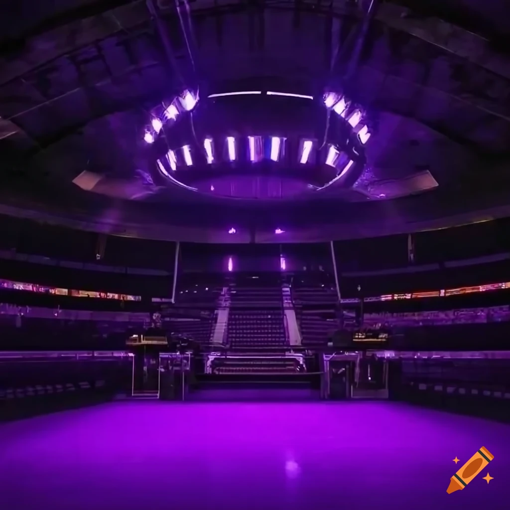 Empty arena with purple lighting on Craiyon