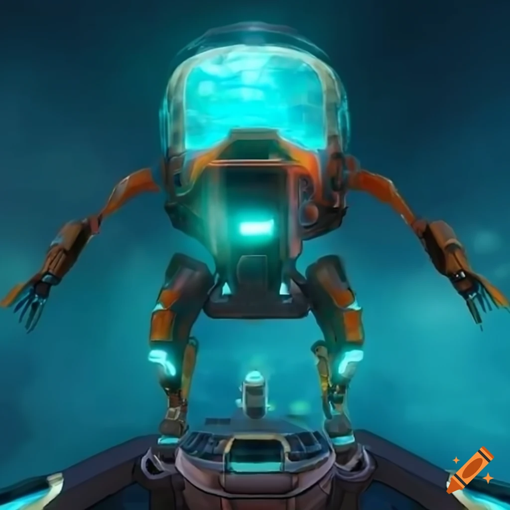 Sleek subnautica series mech with glass front on Craiyon