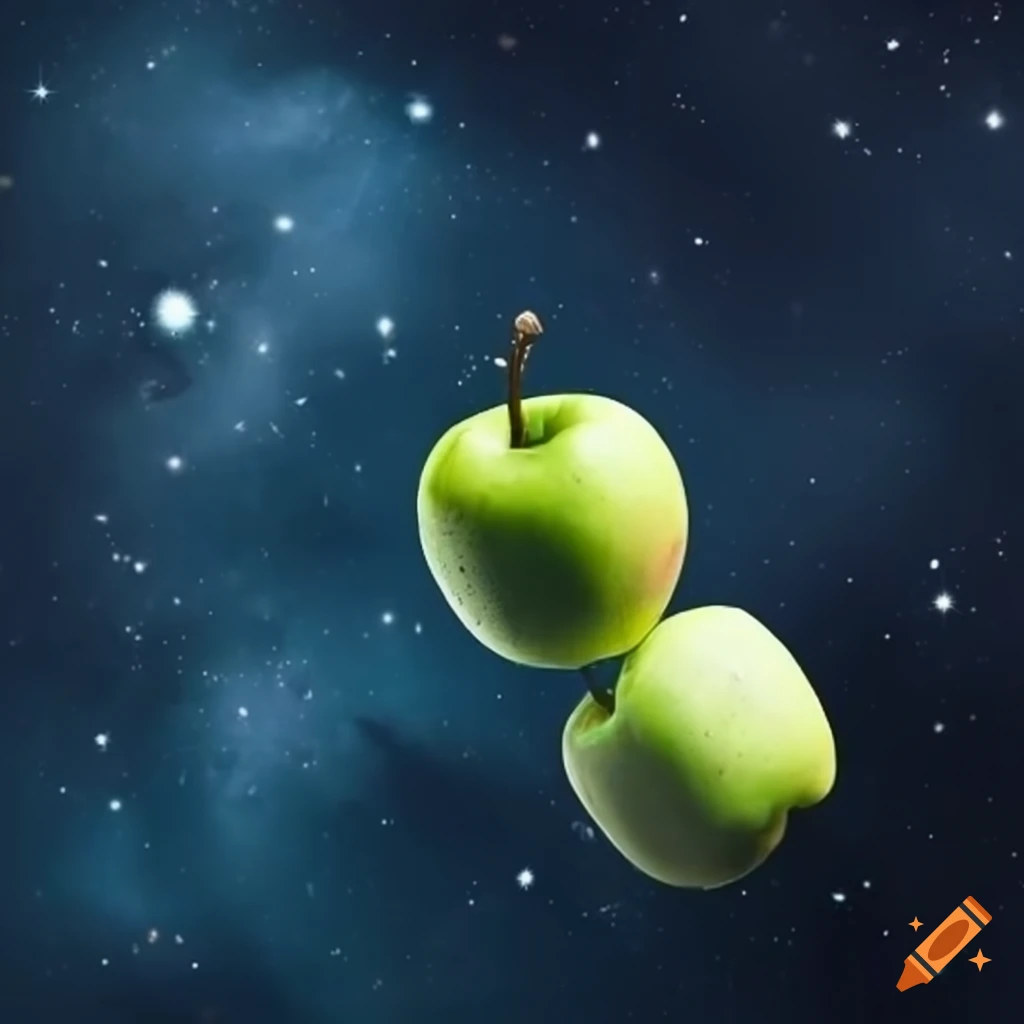 Two apples falling in space on Craiyon