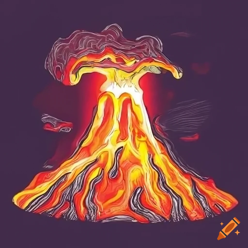 Volcano with flowing lava on Craiyon