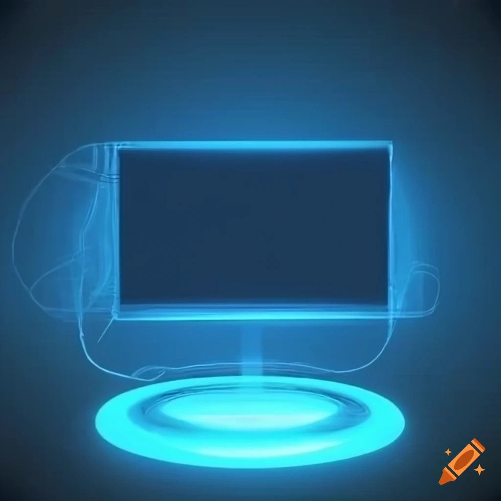 Blue hologram screen cgi rendering on Craiyon