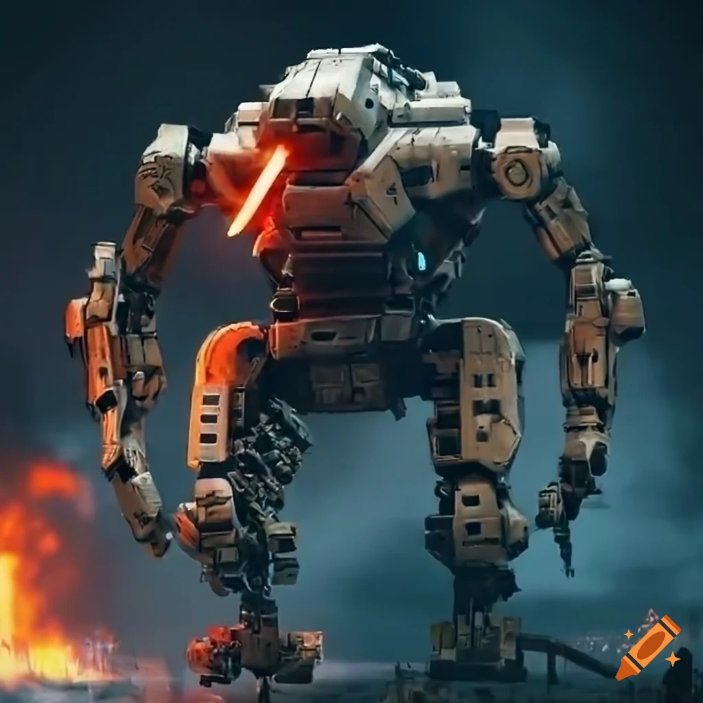 Mega battlefield cityscape hybrid drone mech with intricate layering ...