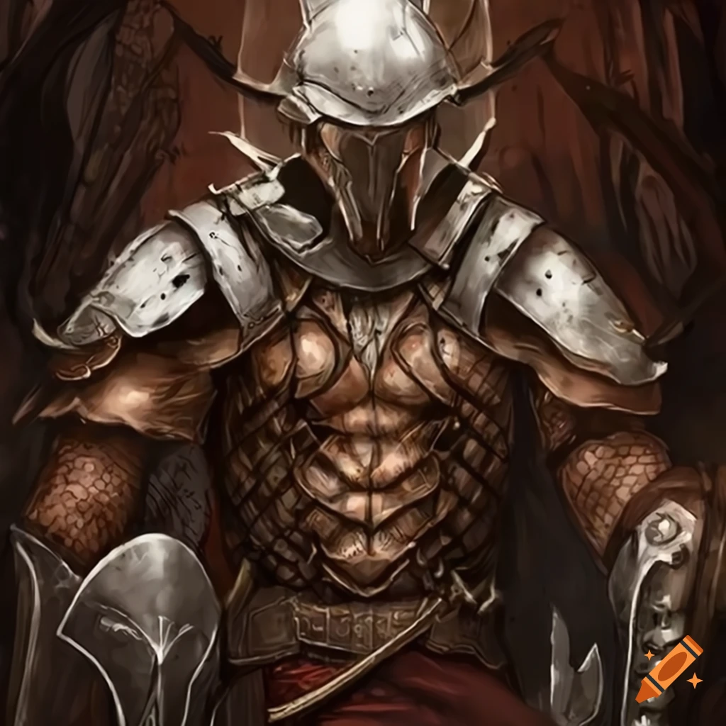 Fantasy human warrior with steel helmet on Craiyon