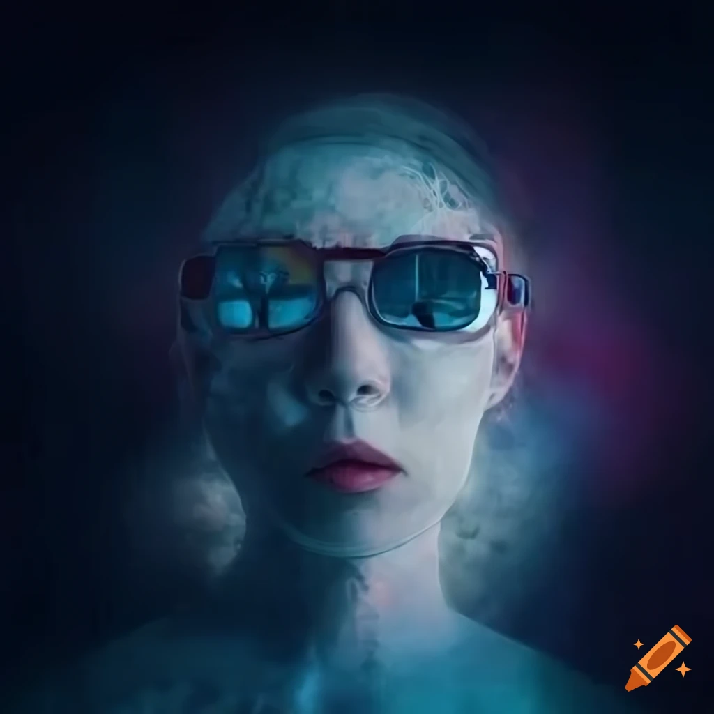 White scientist in a post apocalyptic world wearing sunglasses in a ...