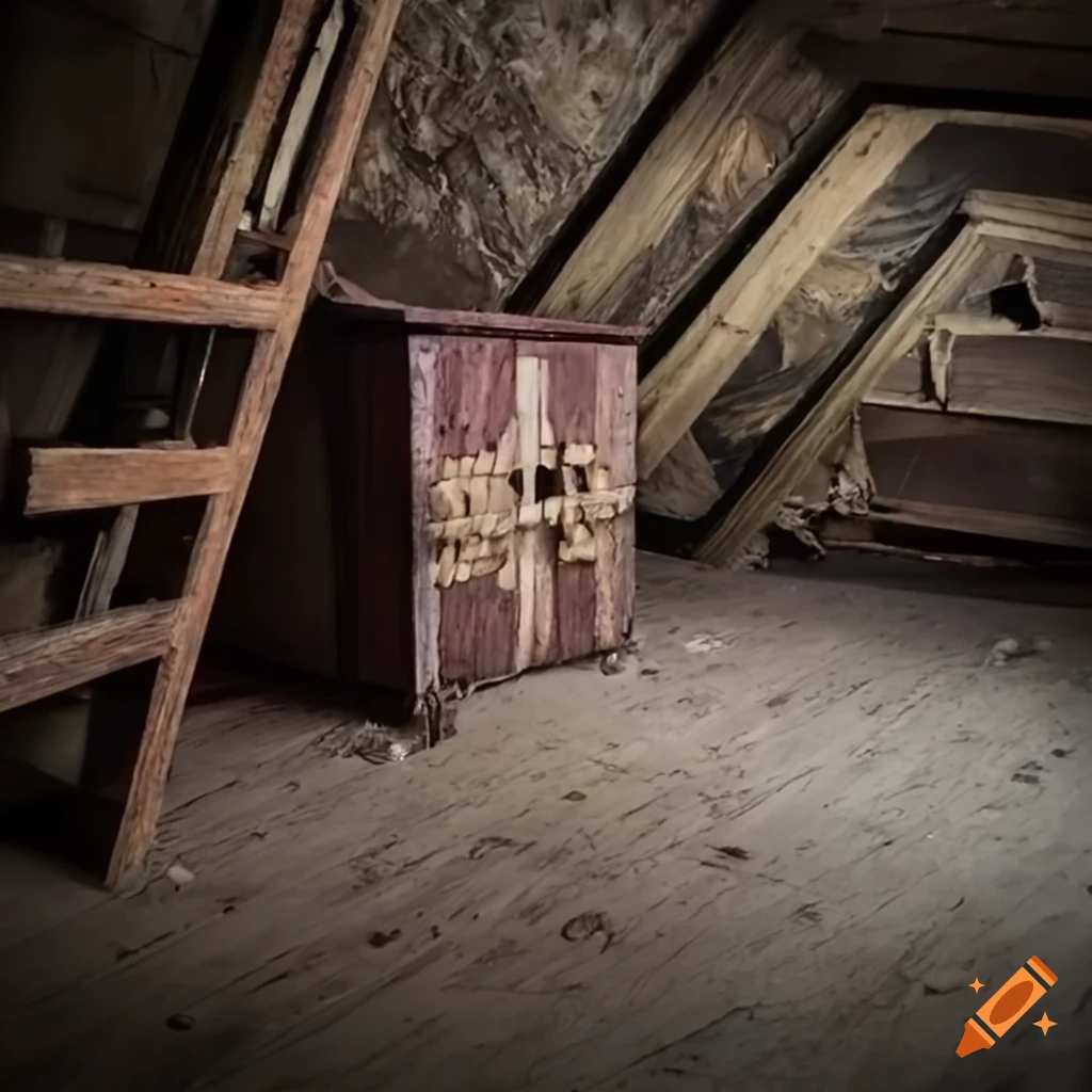 Creepy attic with a mysterious box on Craiyon