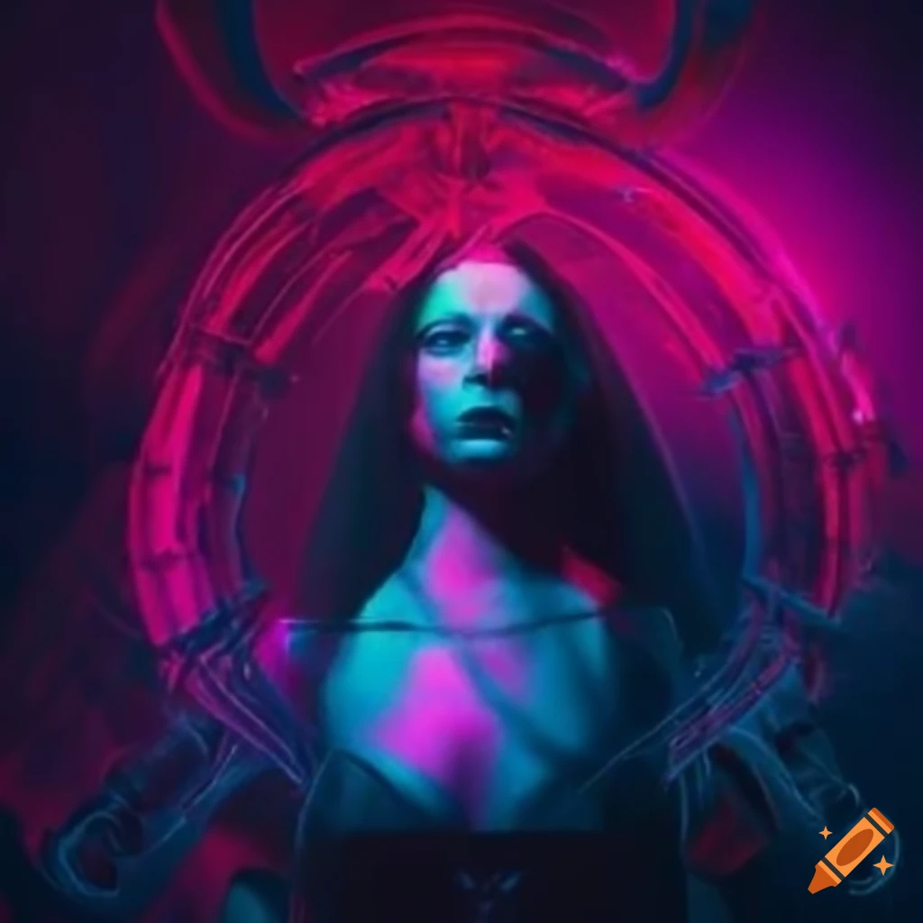 Cover art for electronic dance track "heretic voices" on Craiyon