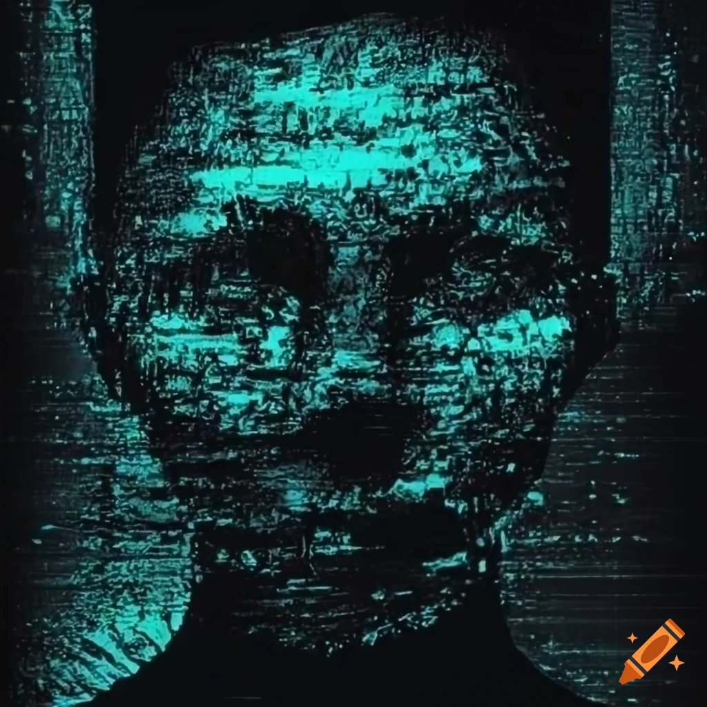 Dark ambient experimental album cover with glitch art and static on Craiyon