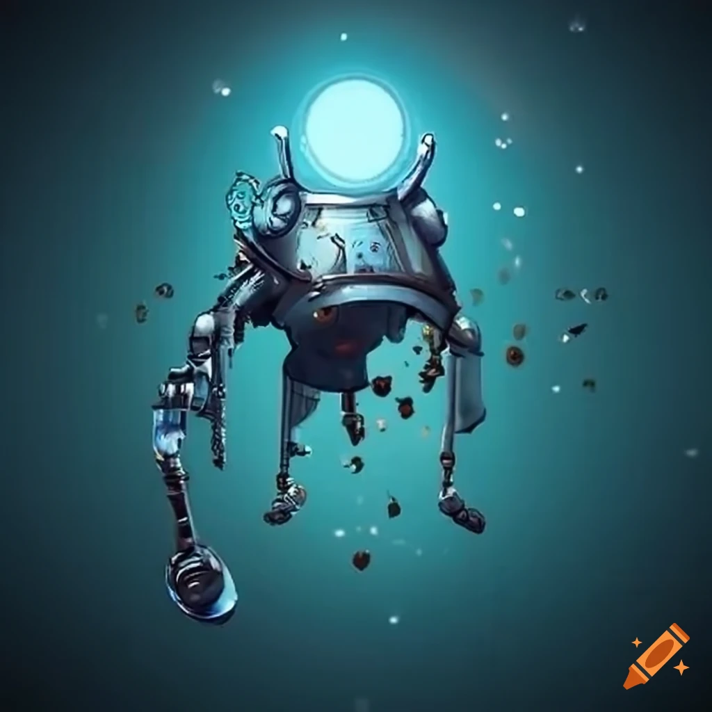 Floating robot wizard on Craiyon