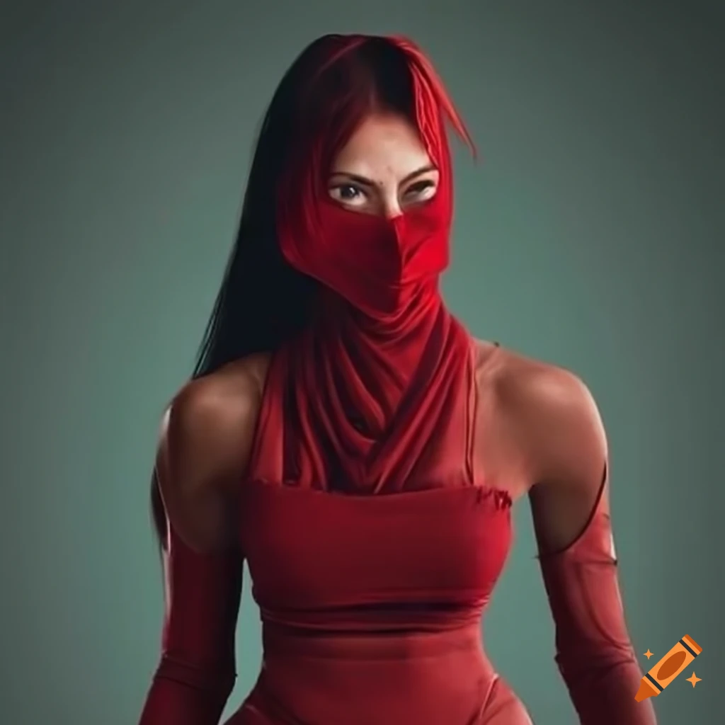 Portrait of a brazilian female ninja in red garb on Craiyon