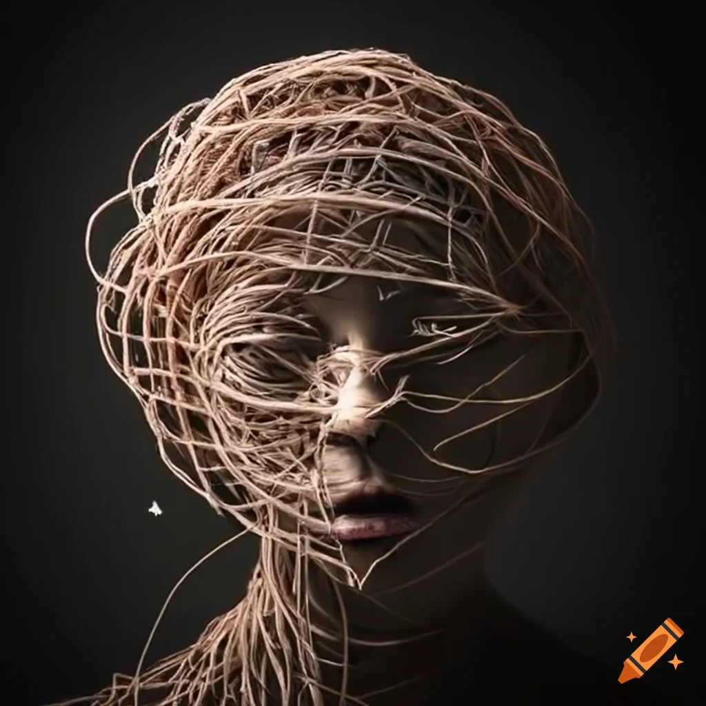 Artistically crafted thread representation of a person on Craiyon