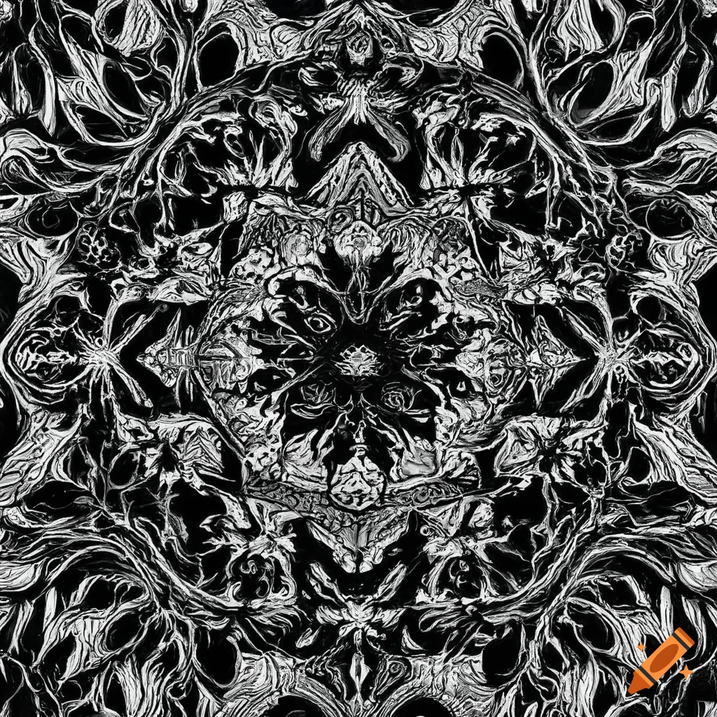 Repeating intricate black and white geometric patterns with high ...